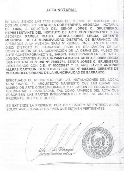 Modelo de acta notarial en perú